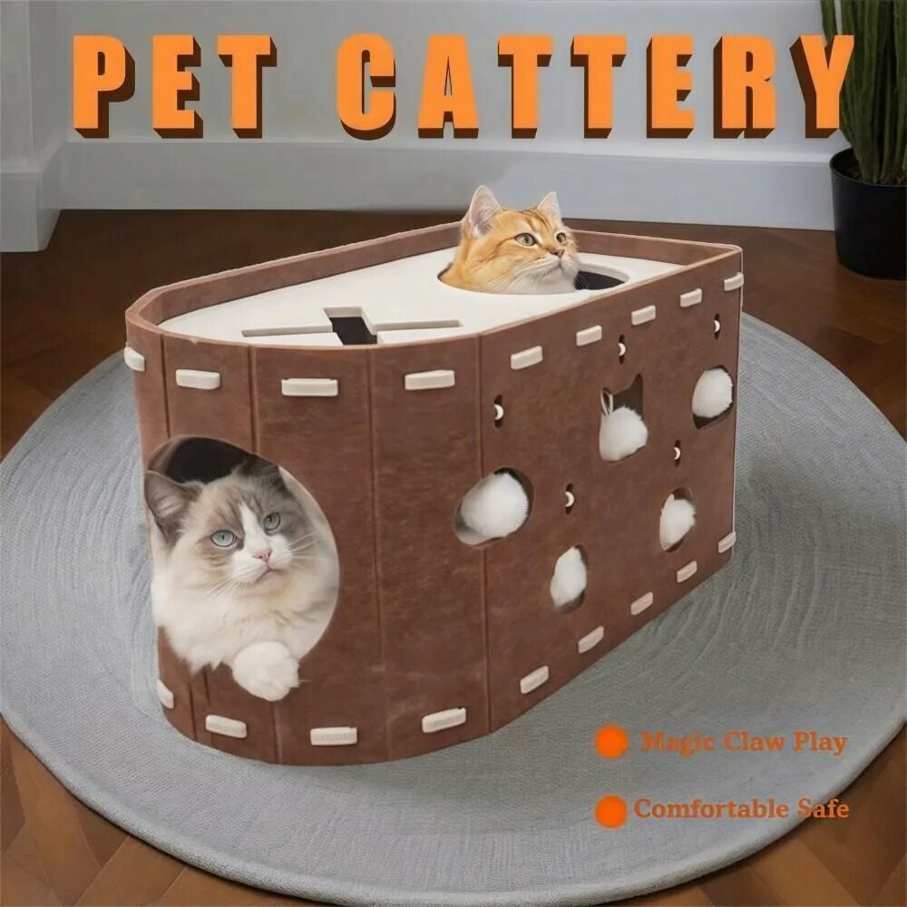 Коттедж для кошек, домик для кошек и котят из мягкого материала, уютное спальное место для отдыха и сна — фото 1