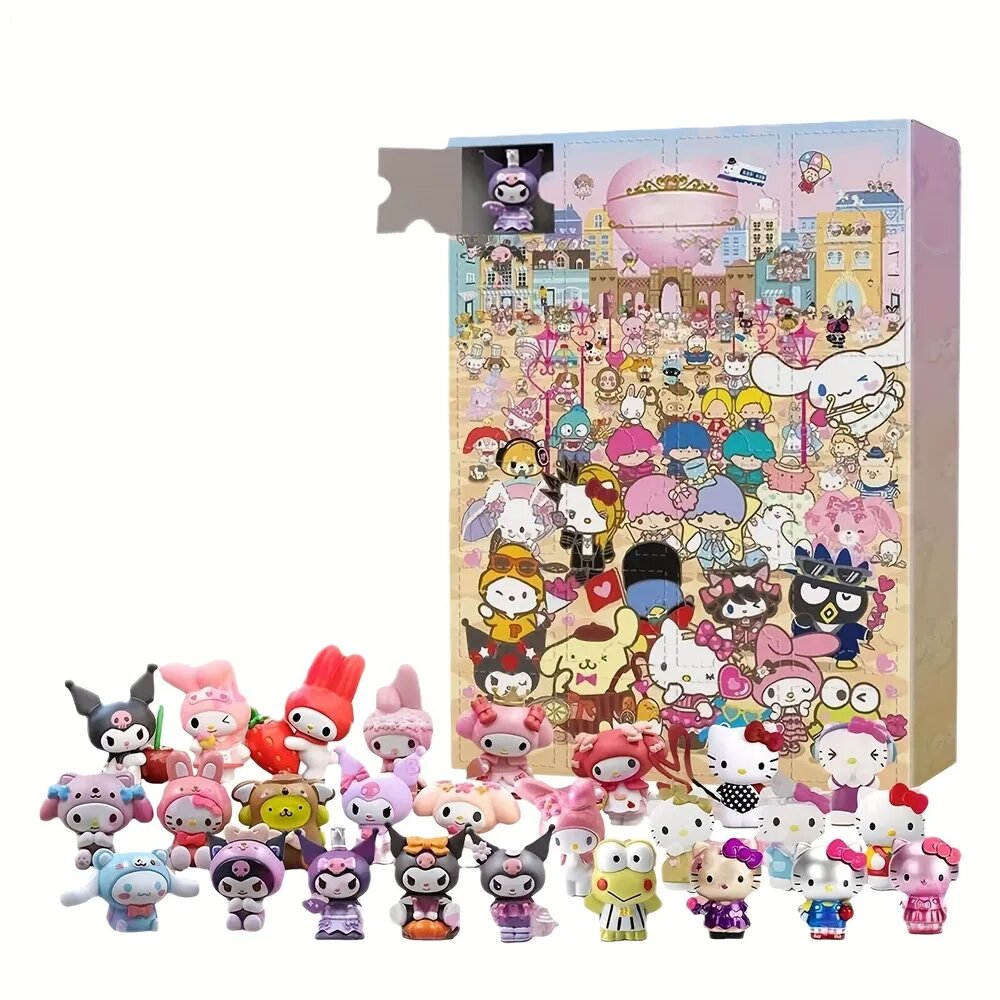 Адвент-календарь с фигурками Sanrio My Melody, 24 шт. Идеальный подарок на Новый год. Размер 18х10х3 см. — фото 1
