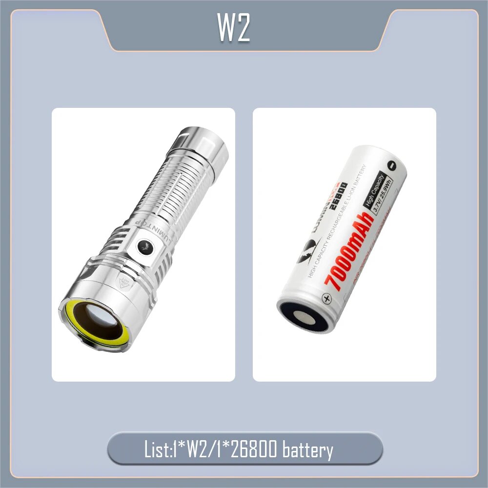 LUMINTOP W2 фонарь 1500LM, серебристый с батареей