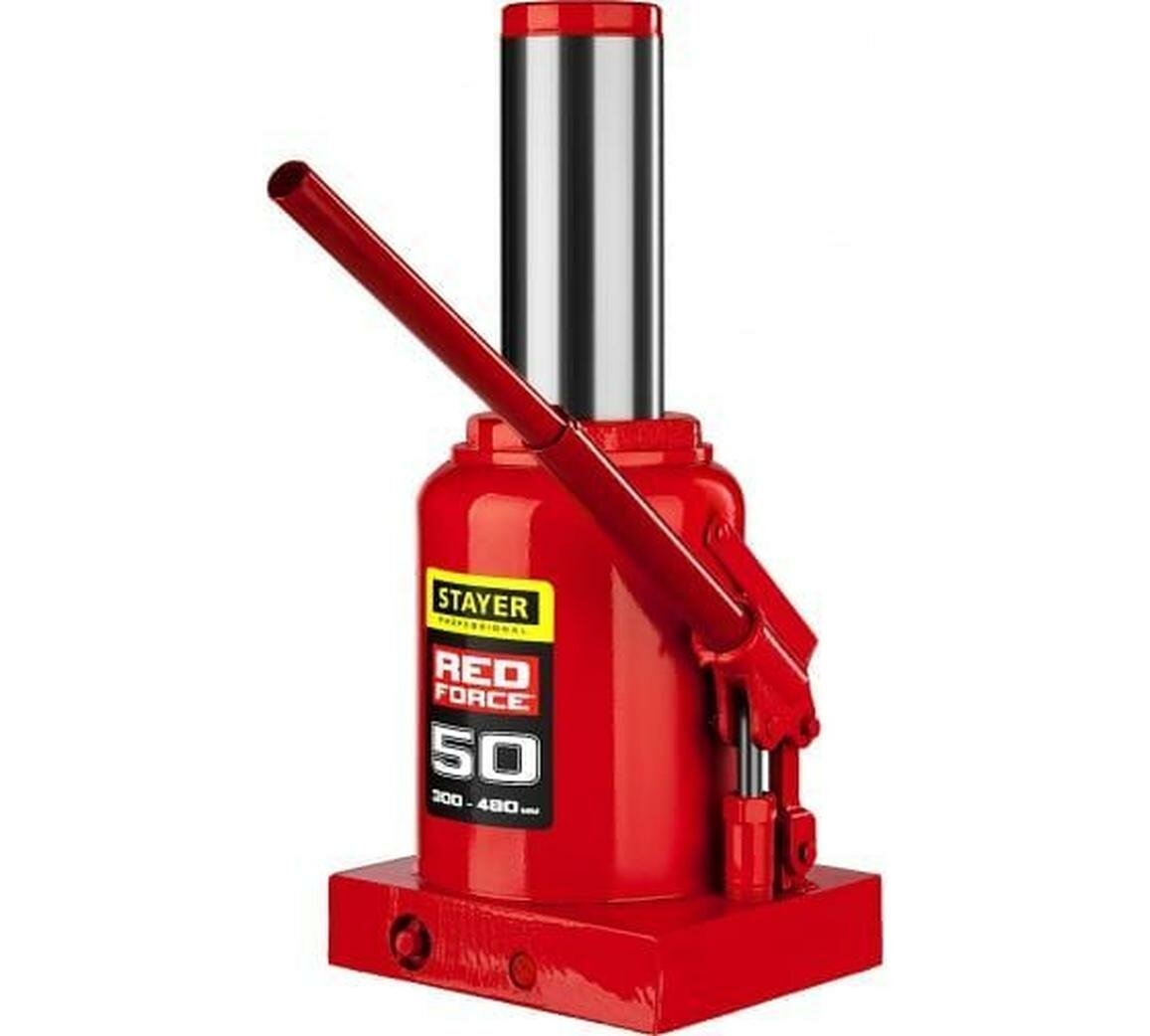 STAYER RED FORCE, 50т, 300-480 мм, Бутылочный гидравлический домкрат