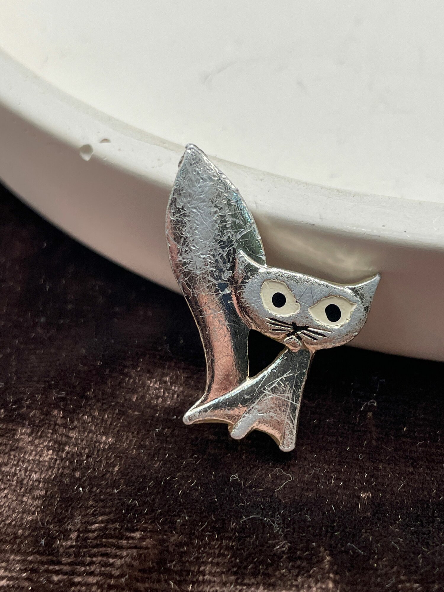 Винтажная детская брошь, Кошка