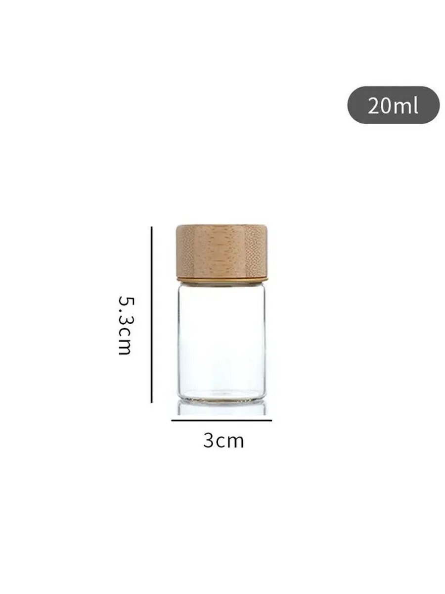 Стеклянная банка с бамбуковой крышкой 20мл,30x50