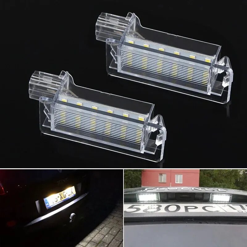 2Шт Подсветка номерного знака автомобиля для Dacia Duster Lodgy Logan Mcv II для Renault Clio III Grand Tour Capture Espace Fluence Laguna II