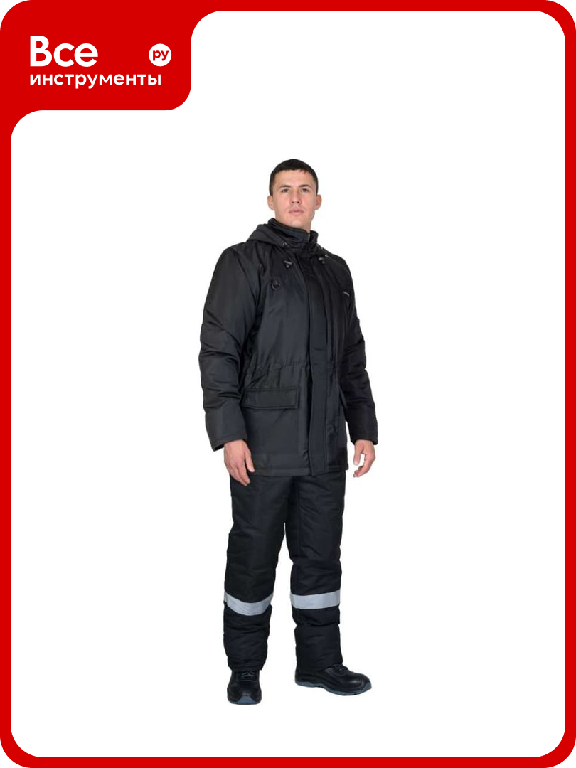 Куртка сириус Легат демисезонная, черная, р 112-116/170-176 157141 с водоотталкивающей пропиткой и капюшоном