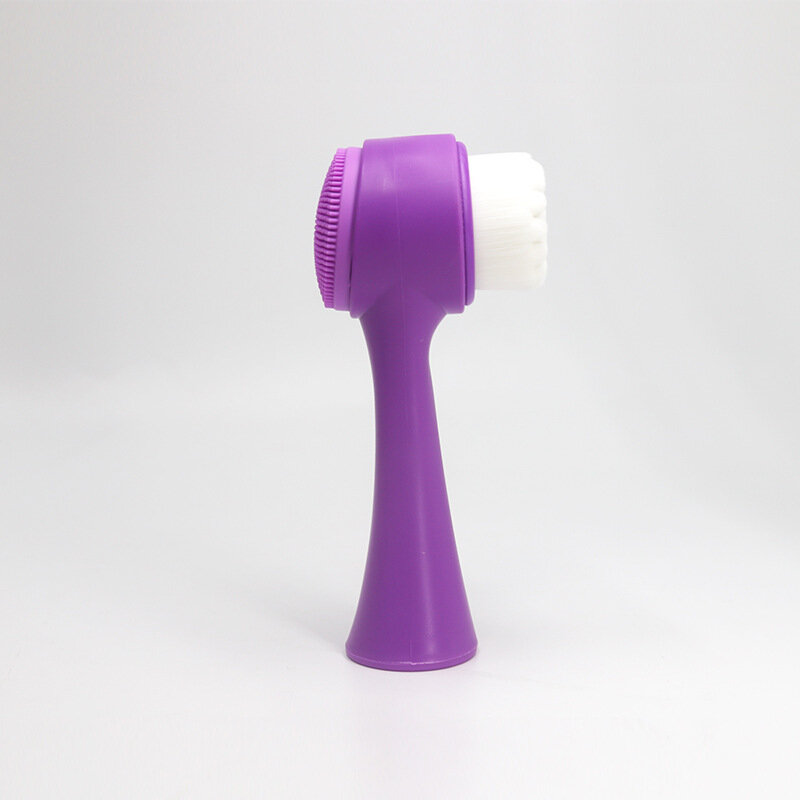 Щетка для умывания лица из силикона, мягкая щетина, двусторонняя очищающая щетка, щетка для очищения лица, инструмент для удаления черных точек, массажная щетка с мягкой щетиной