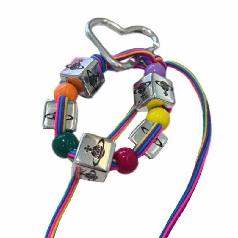 Симпатичная и универсальная подвеска-мешочек Planet Smiley из квадратной бусины-Подвеска в виде эластичной веревки Saturn