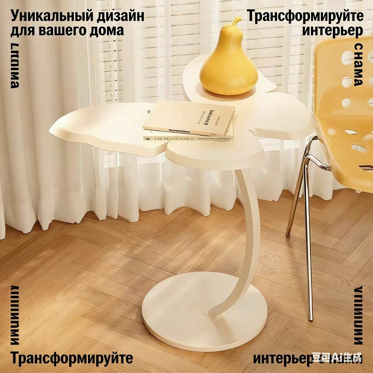 Столик журнальный икеа "Бабочка", металл, белый, стильный, классический