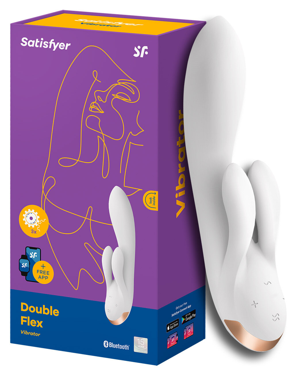 Вибратор кролик Satisfyer Double Flex с возможностью управления через приложение Сатисфаер вибратор