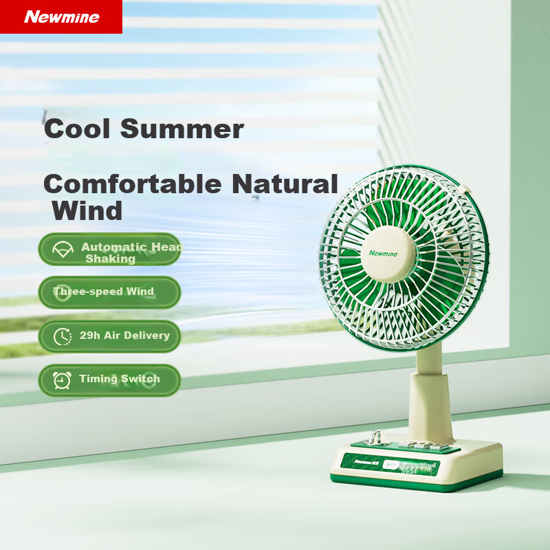 Newmine Desktop Fan Large Blade Oscillating Table Fan 29-Hour Long Battery Life USB Rechargeable Office Student Dormitory High Wind Power Portable Electric Fan Midsummer Green