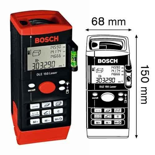 Лазерный дальномер Bosch DLE 150, точность измерения 2 мм, дальность 150м, функция Пифагора