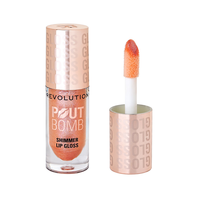 Блеск для губ REVOLUTION POUT BOMB мерцающий с эффектом объема тон Glimmer nude