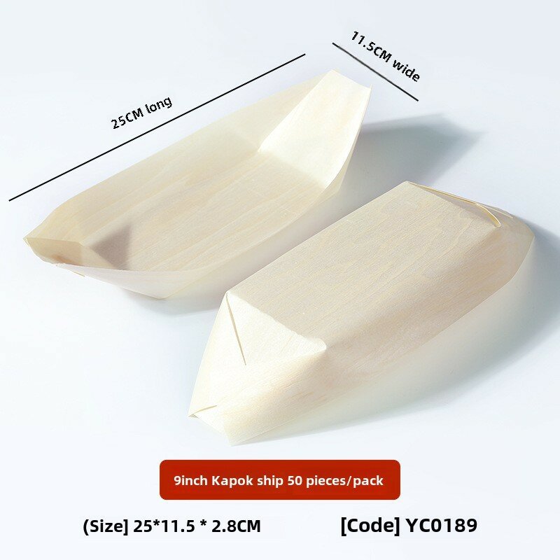Одноразовые деревянные лодки для суши, упаковочные коробки, тарелки для закусок, тарелки для сашими, деревянная посуда (деревянная лодка 9-дюймовая) для трансграничной торговли