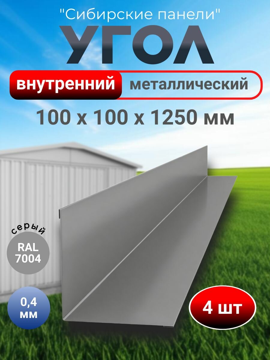 Угол внутренний 100х100/ 1250 мм/ RAL 7004/ 4 ШТ