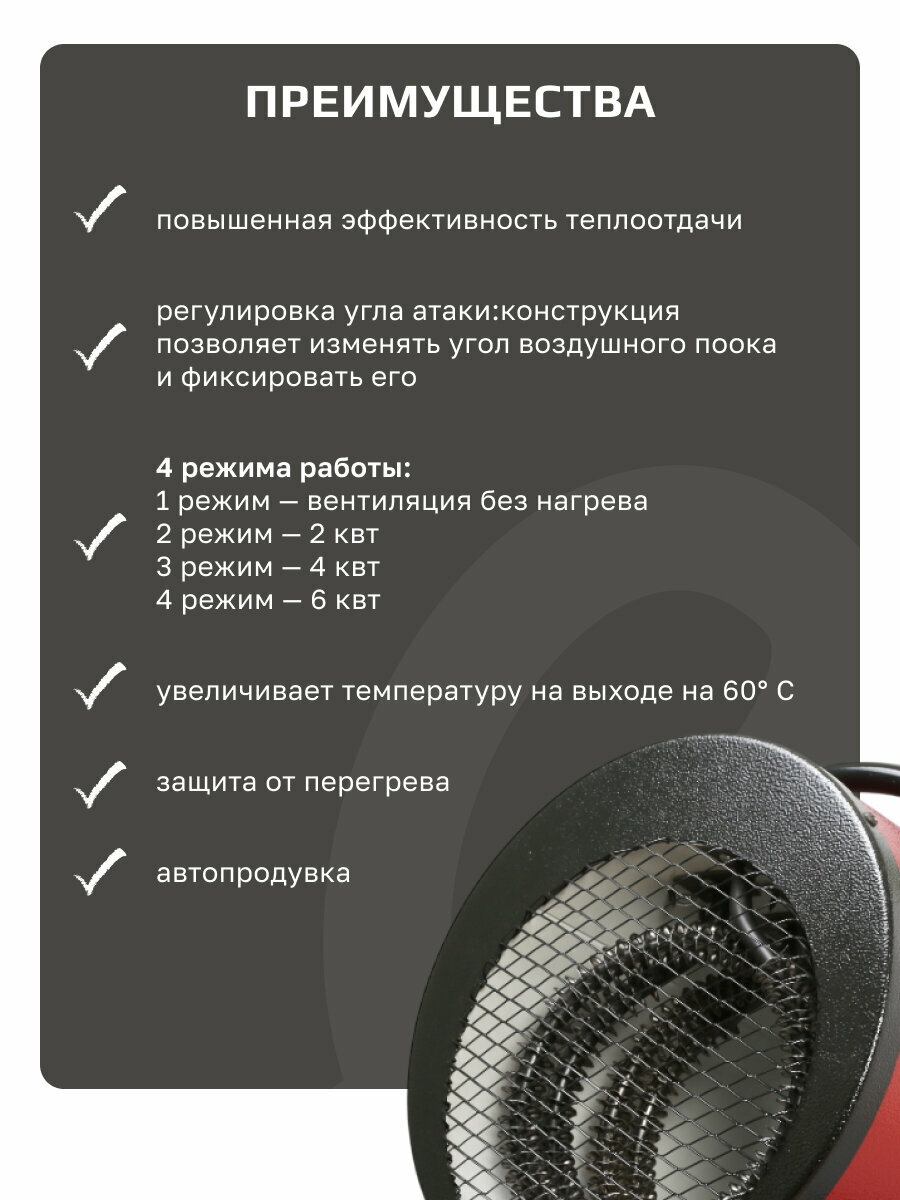 Тепловентилятор "Элвин" ТВ-6/6 (6кВт) — фото 1