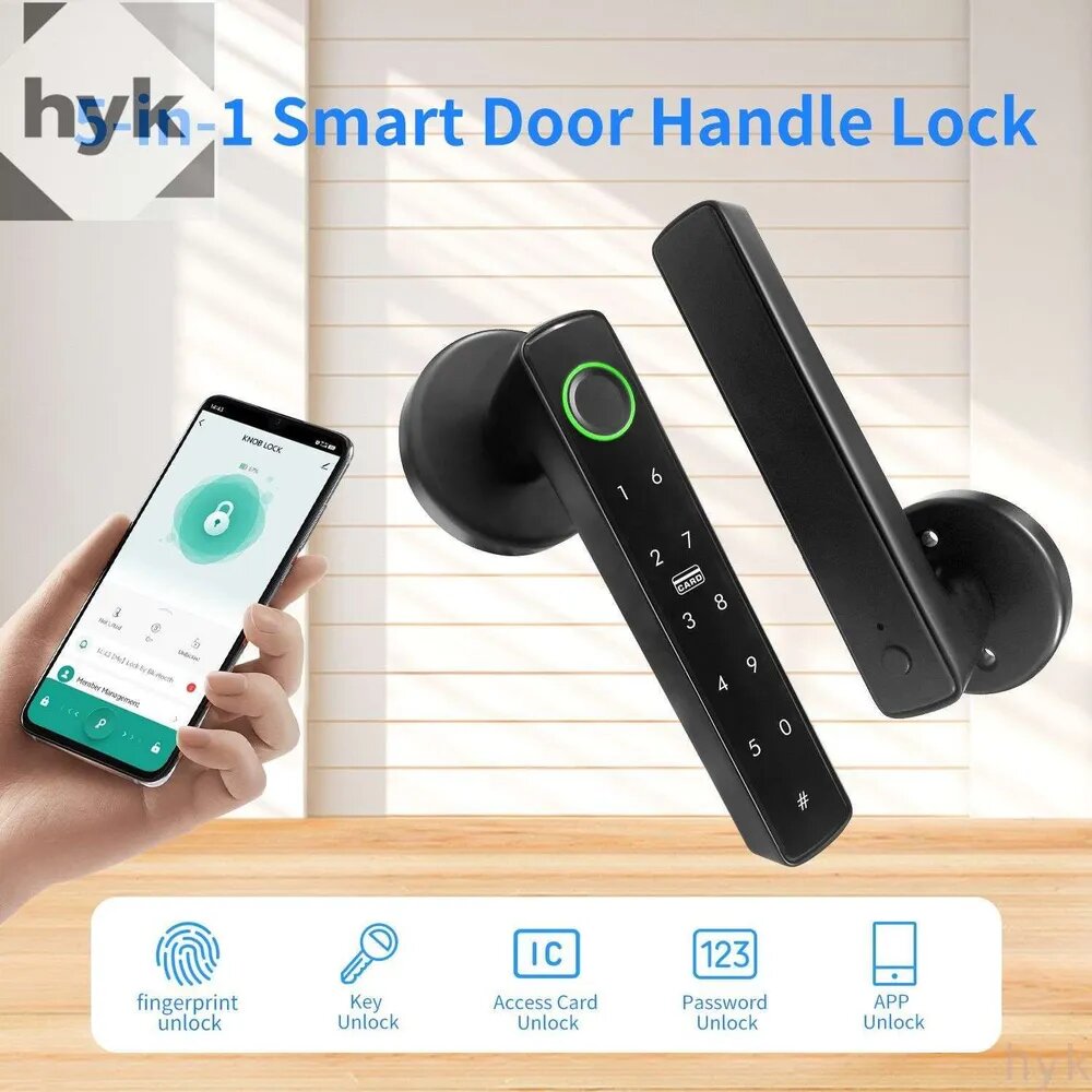 Умный дверной замок Tuya "5 в 1", для деревянных дверей, биометрия и NFC