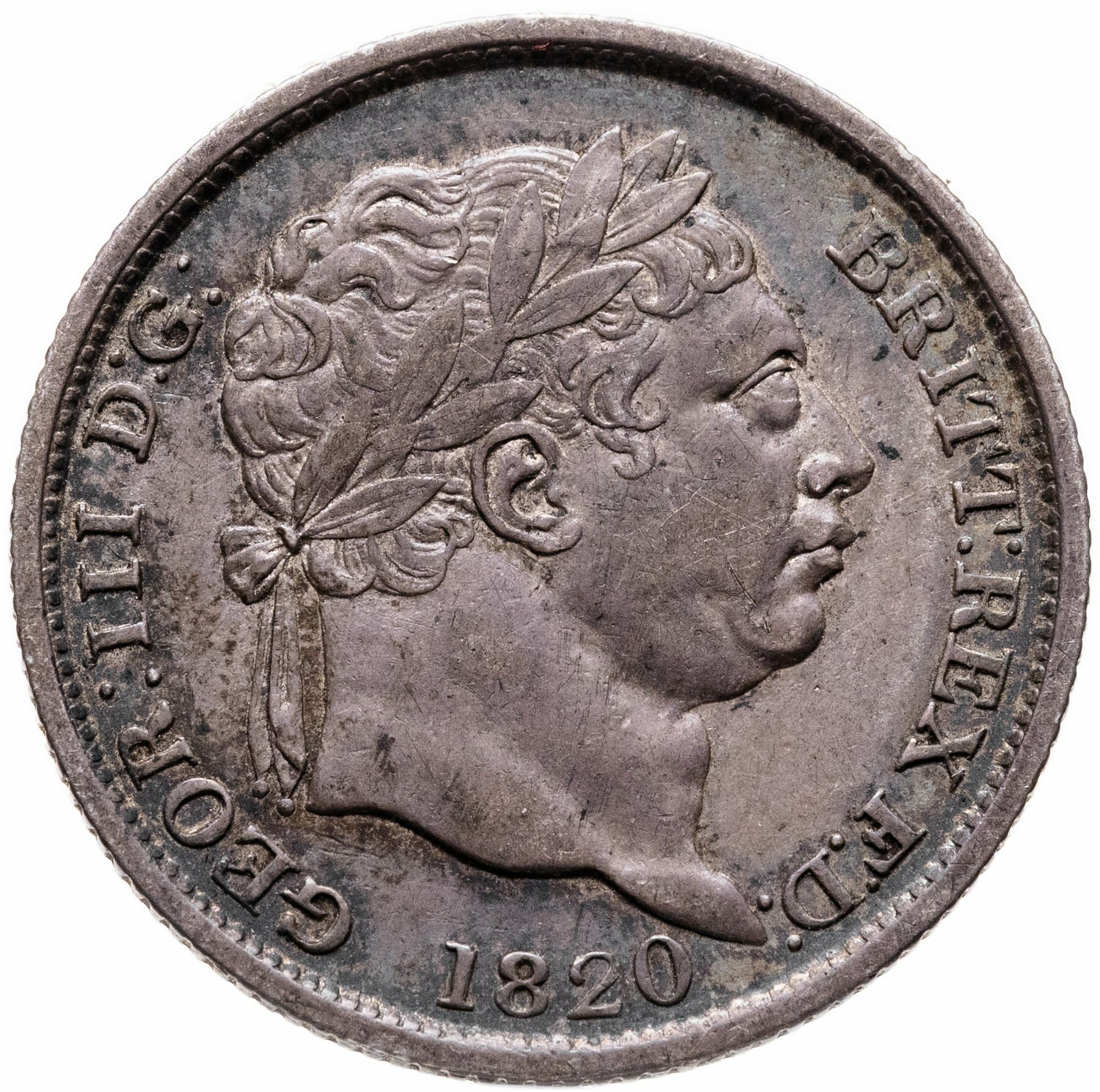 Великобритания 1 шиллинг shilling 1820, Серебро 925, в сохранности XF-AU