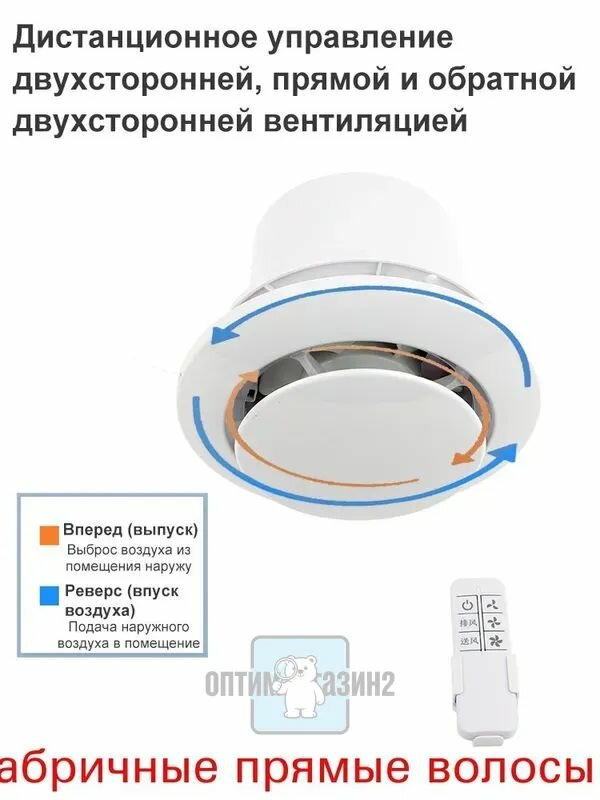 Реверсивный вытяжной вентилятор с дистанционным управлением,100мм Канальные вентиляторы 160 куб. м/ч.