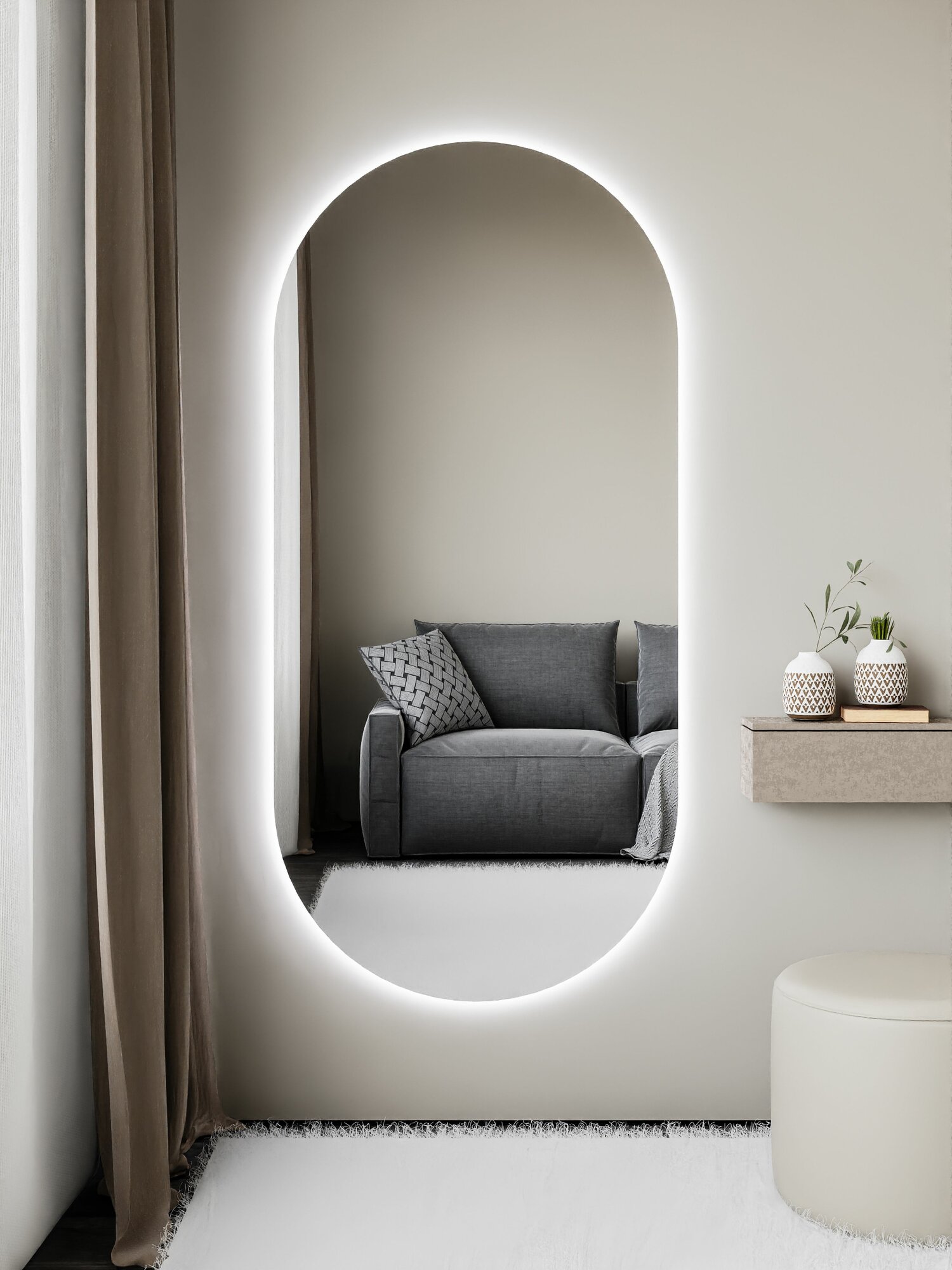 Зеркало настенное 170х80 см. BLX MIRROR М6 фигурное с подсветкой холодный свет 6000К