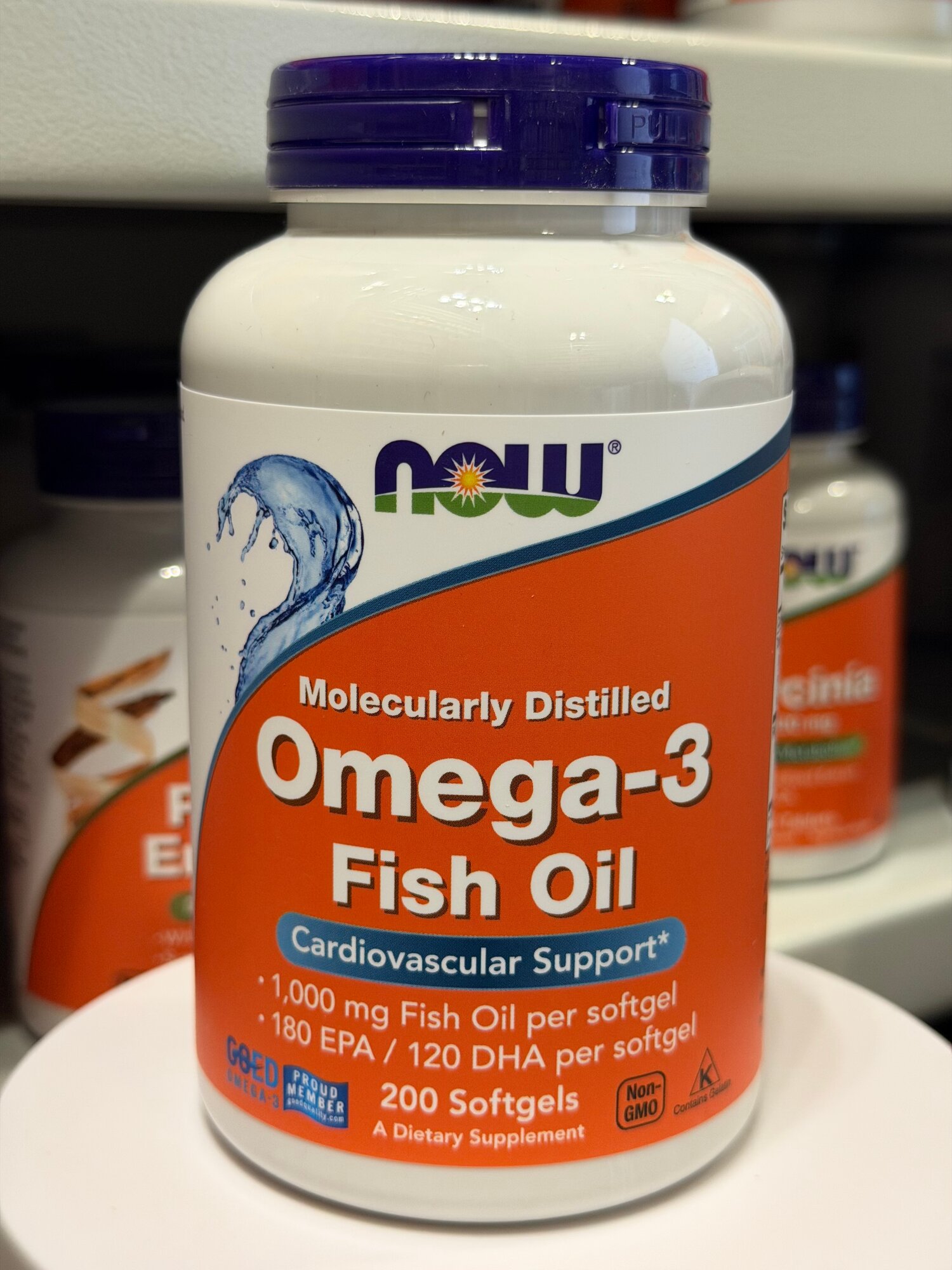 NOW Omega-3 1000 мг — рыбий жир для поддержки сердца, сосудов и мозга, 200 гелевых капсул