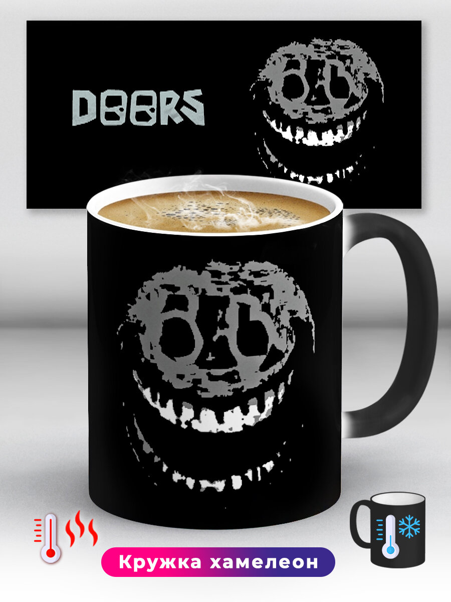 Кружка хамелеон Roblox Роблокс Монстры Doors Раш Rush черный