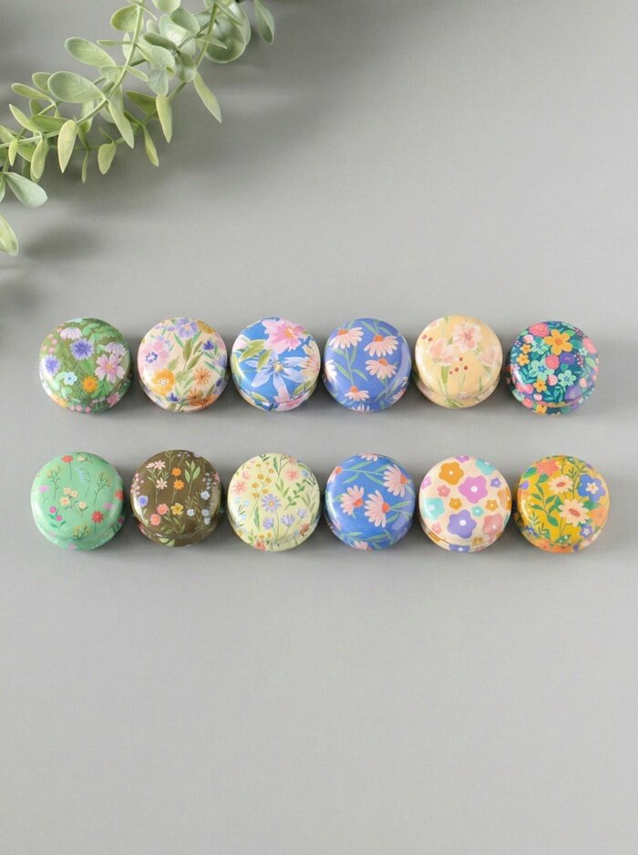 Набор шкатулок для украшений «Полевые цветы», 12 шт, мини, металл, круглая, 4×4×2 см