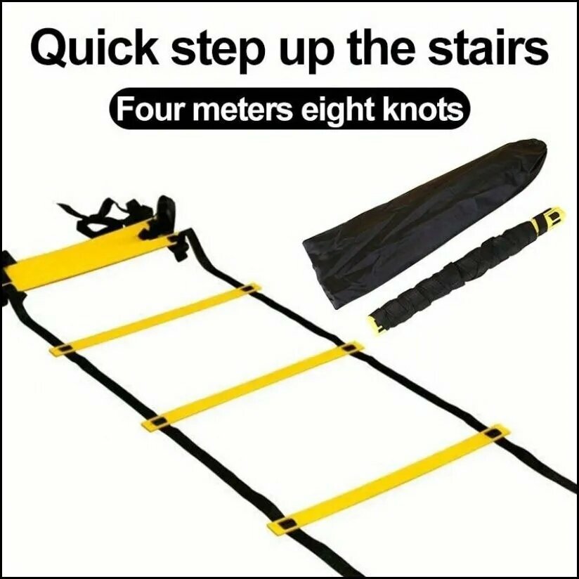 Премиум лестница для координационных тренировок длиной 6 метров, оснащенная 12 надежно фиксируемыми перекладинами