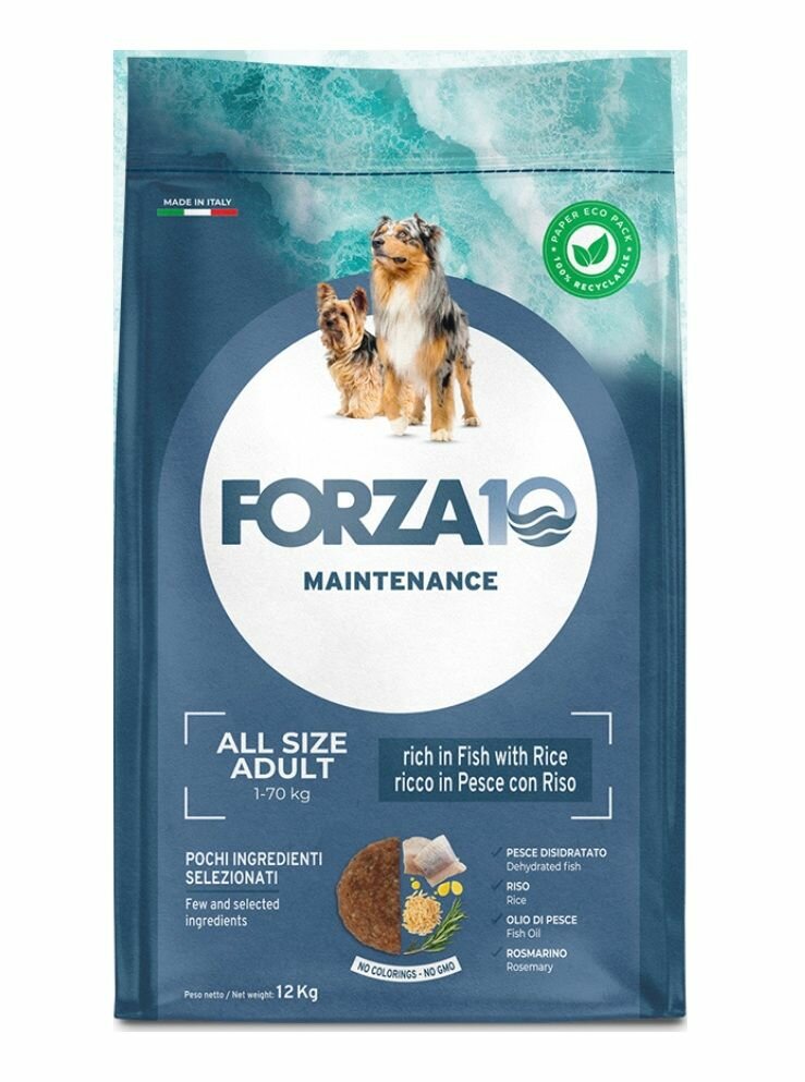 Корм для собак Forza10 All Breeds Maintenance, рыба, рис, 12 кг