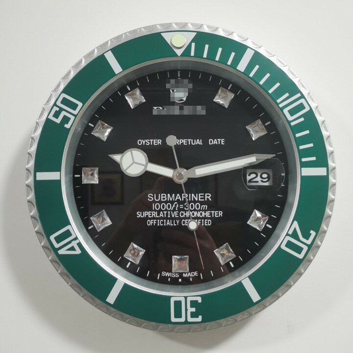 14inch Настенные часы Rolex Submariner с металлическим корпусом и увеличительным стеклом GMT, подходящие для залов в