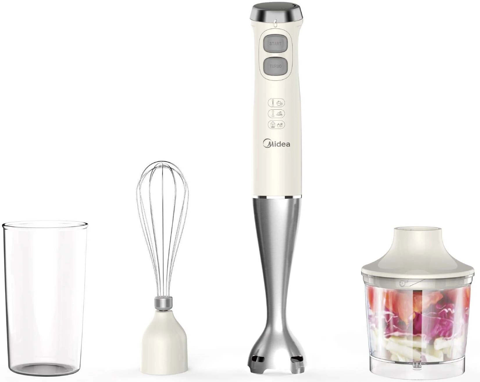 Погружной блендер Midea MC-BL705, 10 скоростей, защита от перегрева, мощность 1000Вт, бежевый