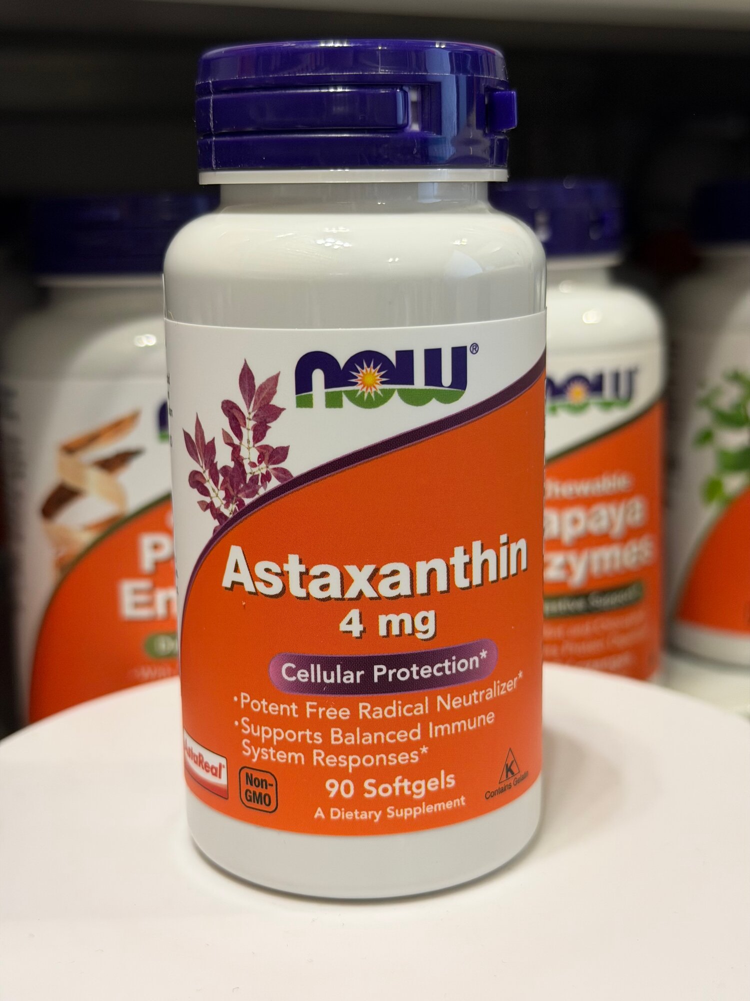 NOW Astaxanthin 4 mg - астаксантин мощный антиоксидант для защиты клеток, кожи и зрения, 90 гелевых капсул