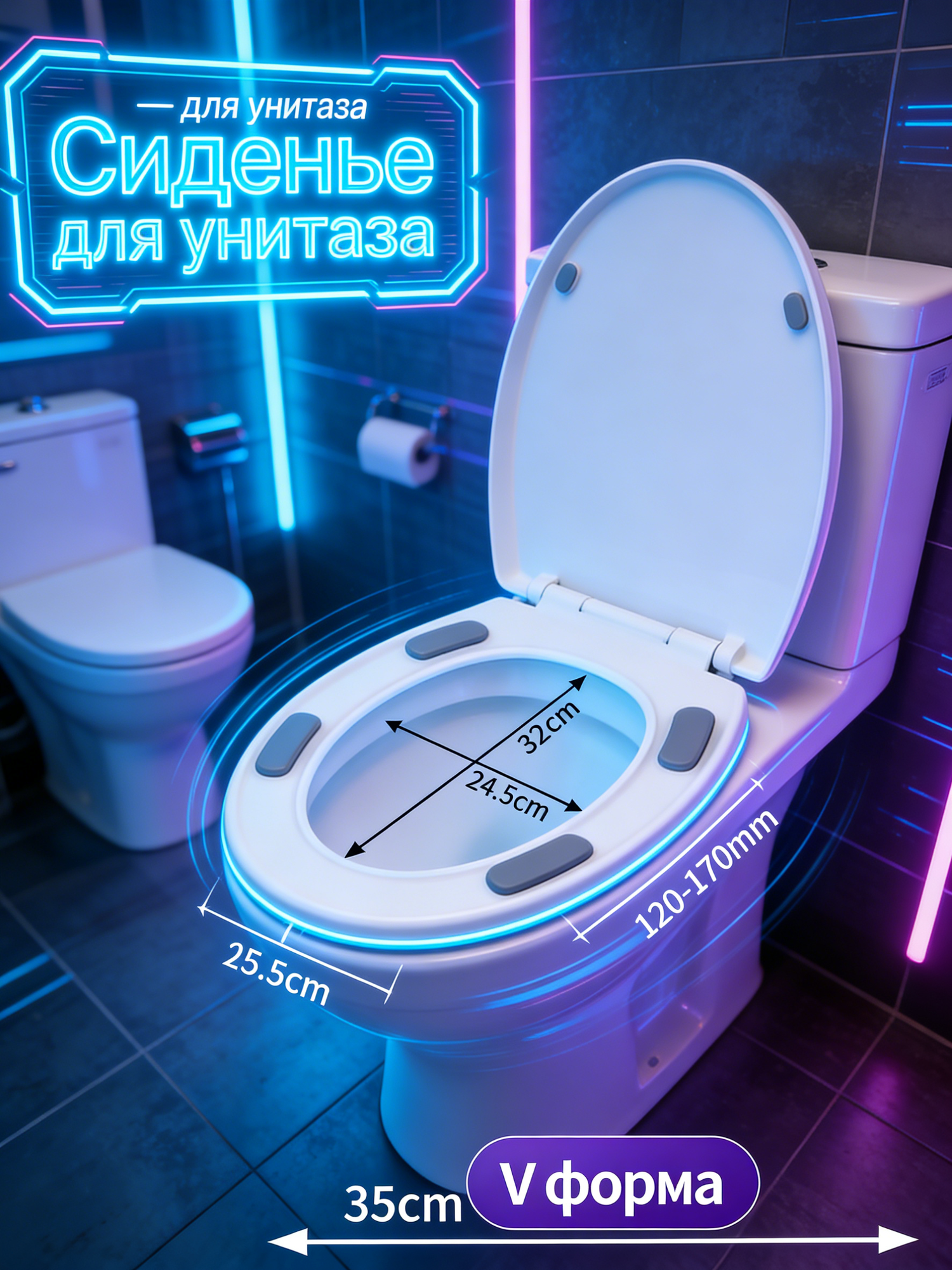 Сиденье крышка для унитаза с микролифтом универсальное 40-42 на 34-35 универсальный