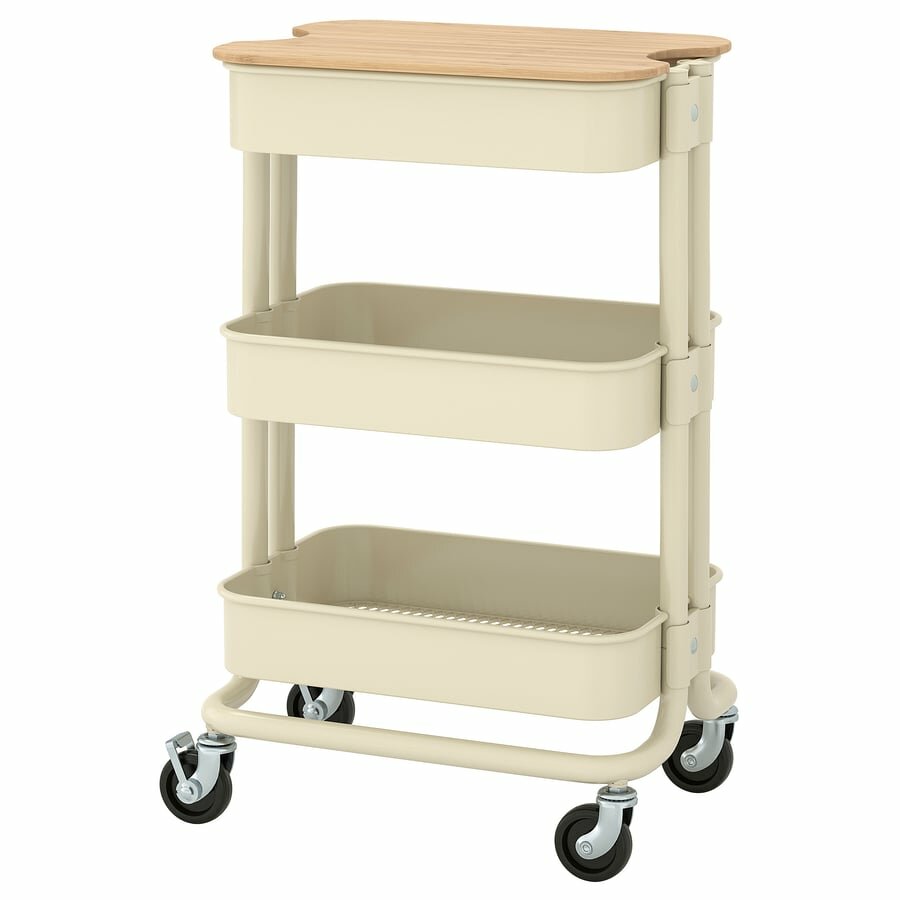 Тележка с крышкой IKEA RASKOG, цвет бежевый , размер 28x38x62 см, 296.220.94