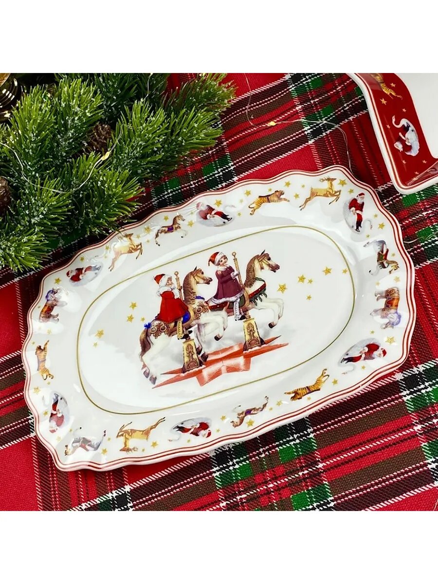 Блюда сервировочные набор 2 шт Lenardi Новый год, фарфор, 25x16x2 см