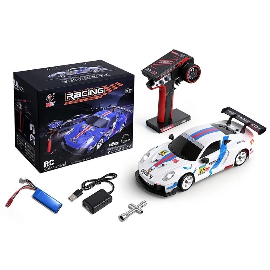 284191 Радиоуправляемая дрифт машина 1:28 4WD 2.4G 30 км/ч с гироскопом LED светом независимой подвеской