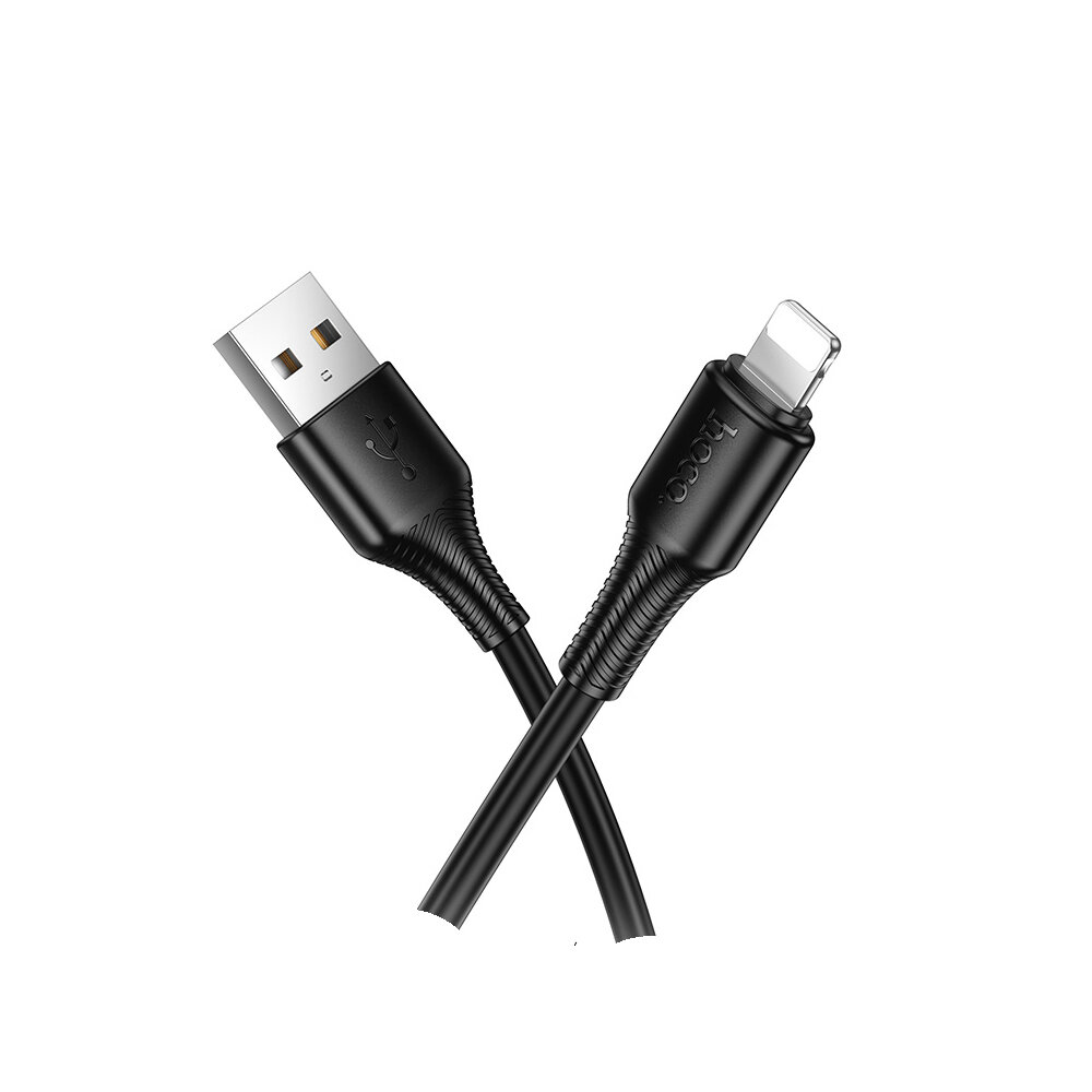 Кабель USB - 8 pin "HOCO X120" 1м, круглый, пластик, 2.4А, цвет: черный