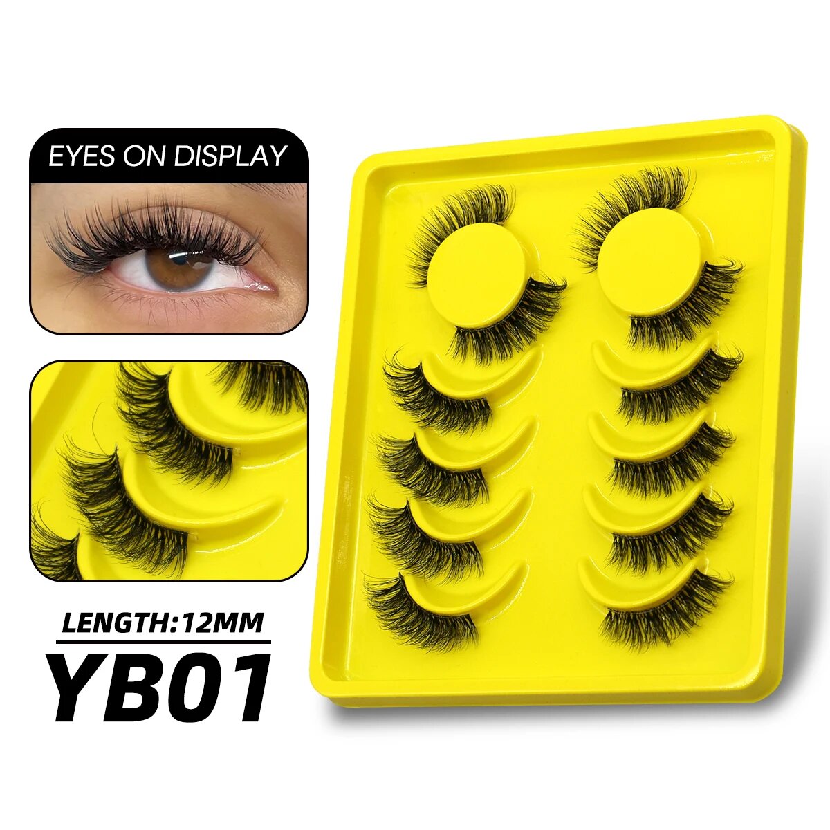 Накладные ресницы кошачий глаз YB01, цвет 5 Pairs