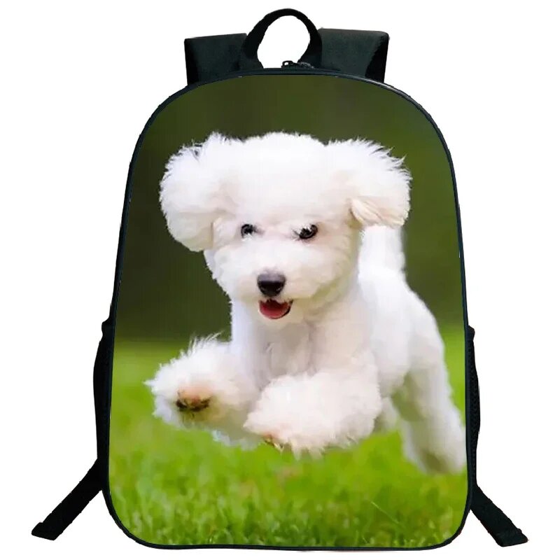Рюкзак с принтом немецкой овчарки, вместительные школьные ранцы для мальчиков и девочек, милый водонепроницаемый дорожный рюкзак с корги, Хаски, собакой Белый, 21
