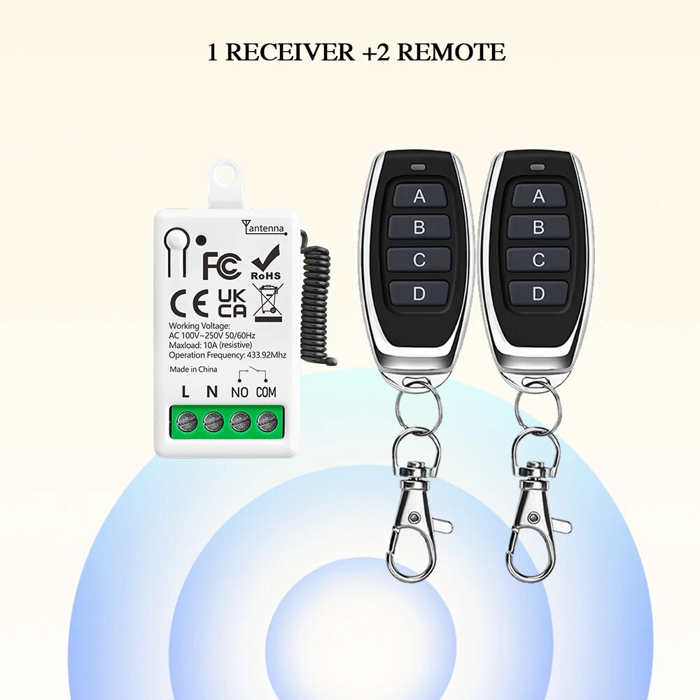Беспроводной пульт RF 433 MHz, 2 R 1 RC