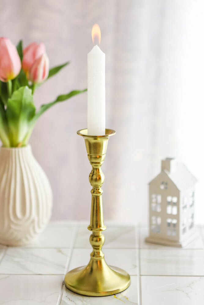 Декоративный подсвечник для одной свечи эдвин, металл, золотой, 20 см, Edelman 1137538