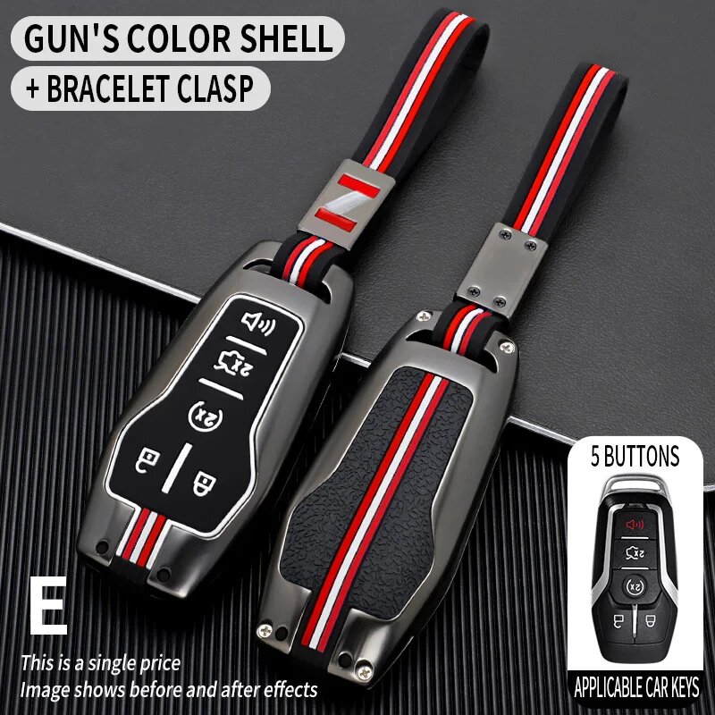 Чехол для ключей из цинкового сплава для Ford Fusion Mondeo Mustang F-150 Explorer Edge Grey A5 Set2
