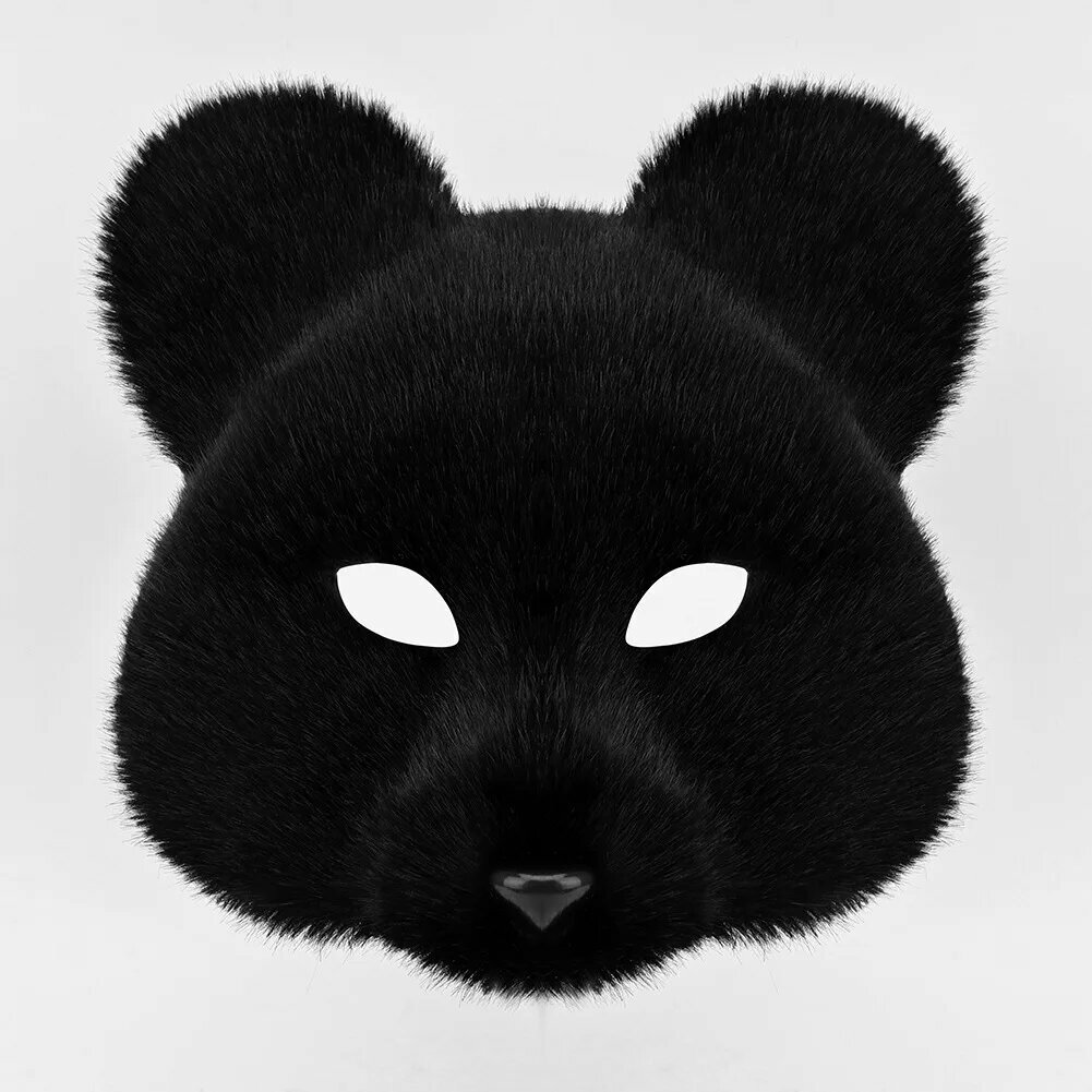 Плюшевая маска медведь Черный, Single Yard-Black