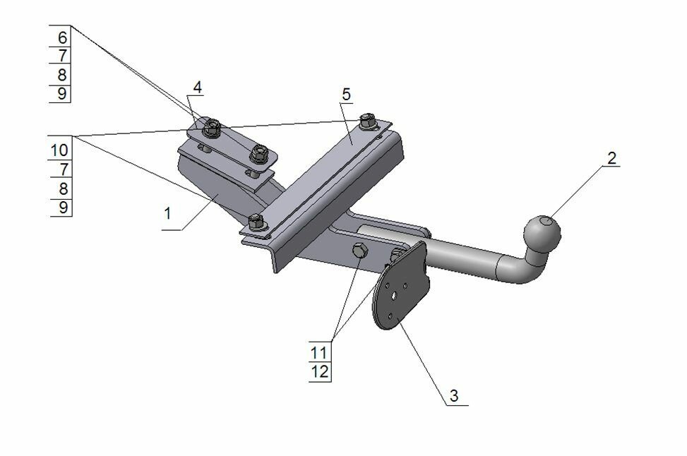 Фаркоп для Hyundai Matrix 2001-2010 Тип шара: A. Нагрузки: 800/50 кг, HY 14