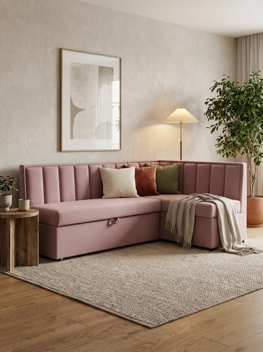 Кухонный уголок Santorini угол правый, розовый