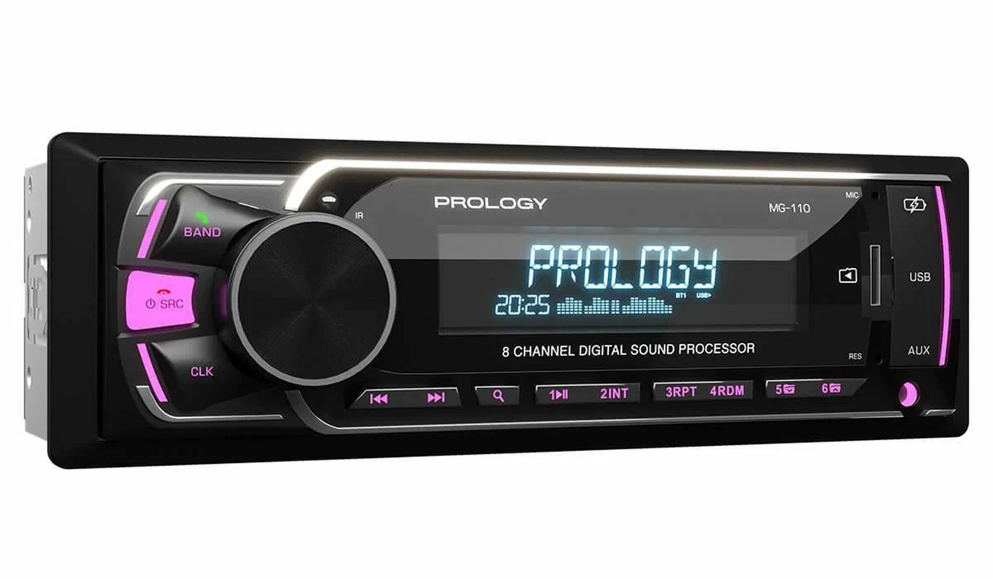 Автомагнитола Prology MG-110, черная, Bluetooth, 8-канальный аудиовыход RCA