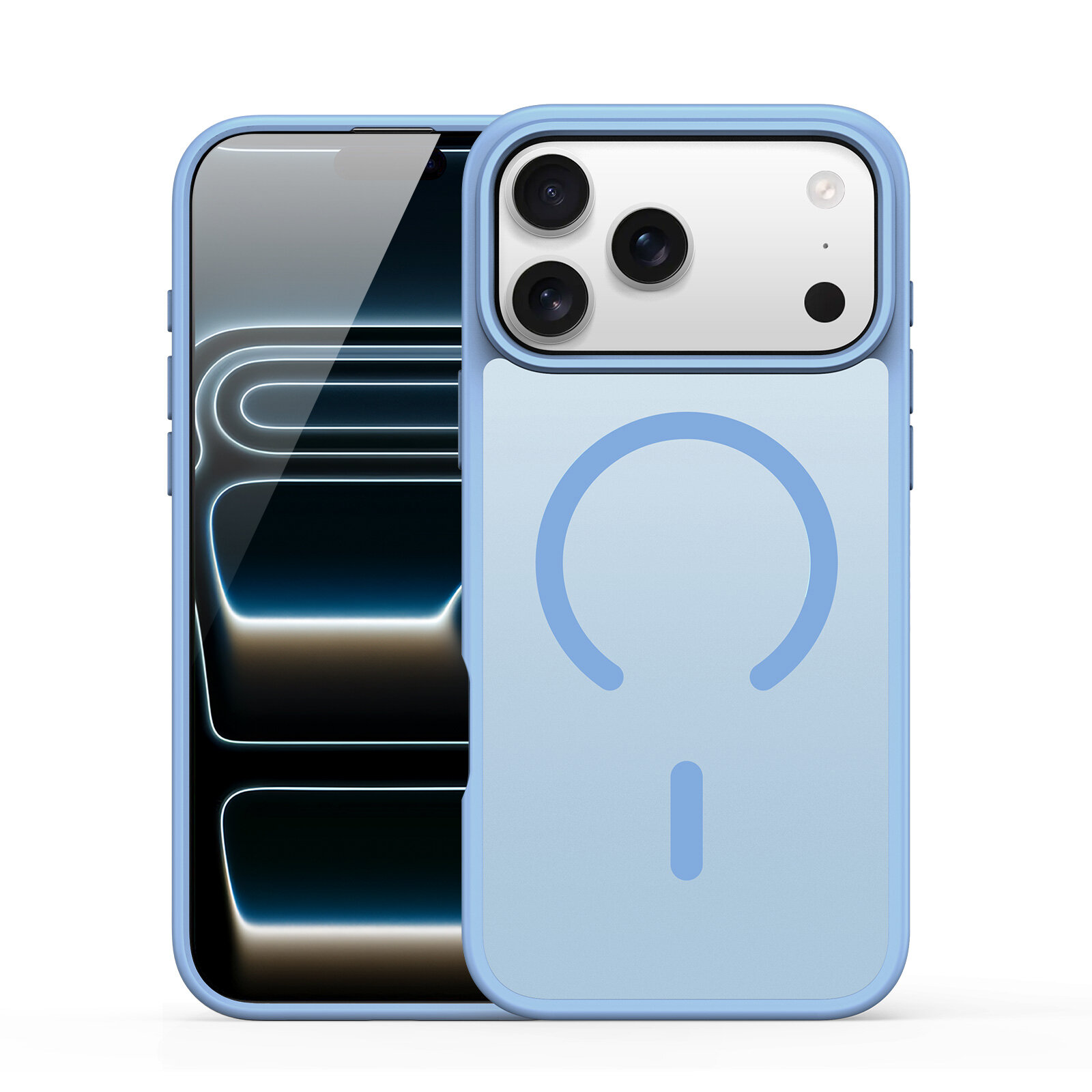 Матовый чехол светло-синего цвета с MagSafe для iPhone 17 Pro Max, серия Yind Series (Open Ring Version) от Dux Ducis