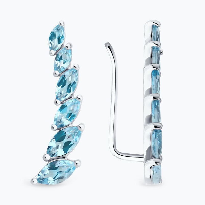 Серьги, серебро, 925 проба, топаз