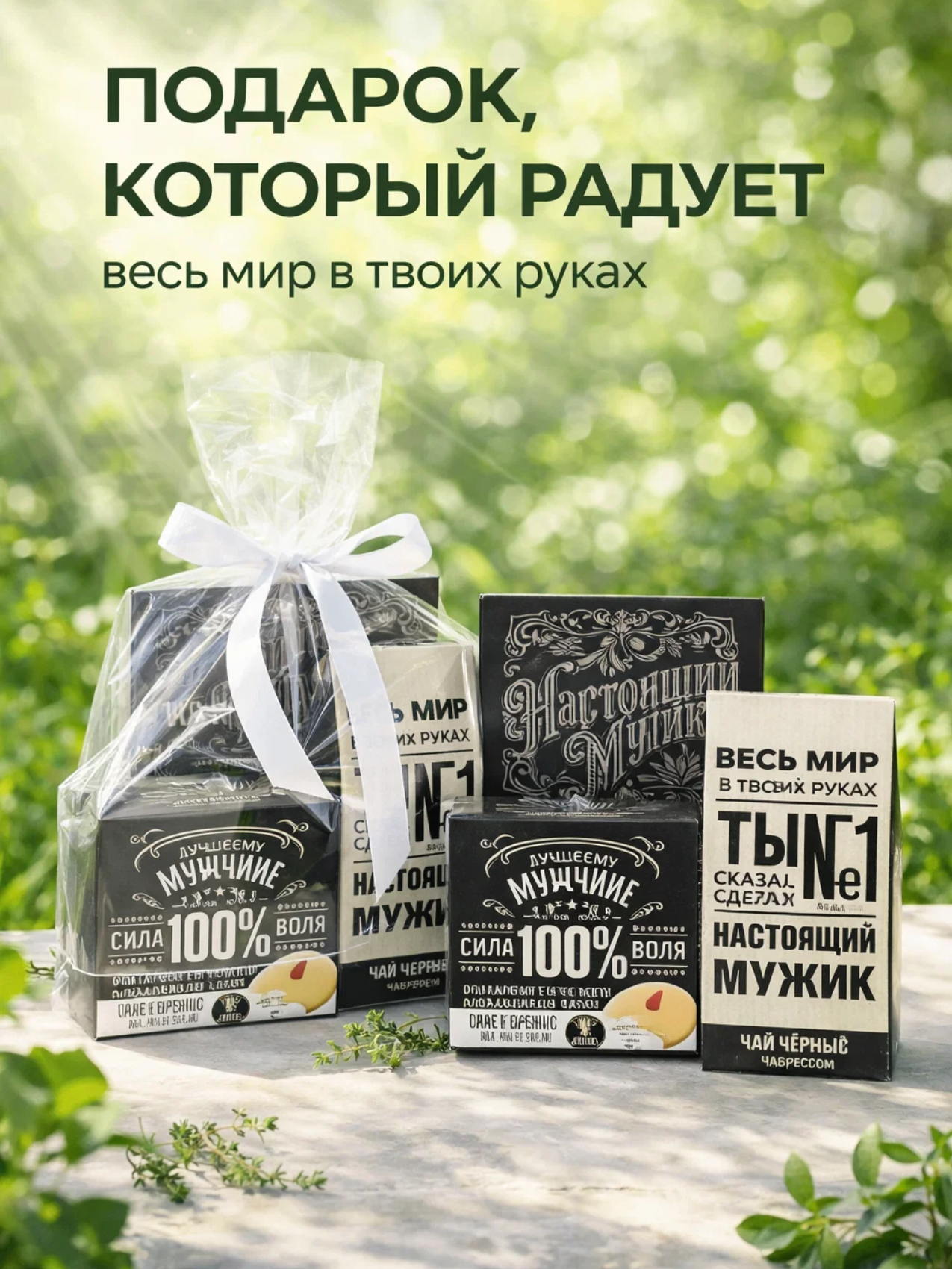 Подарочный набор "Весь мир в твоих руках", чай черный 50 г, печенье с предсказанием, ежедневник, подарок на 23 февраля