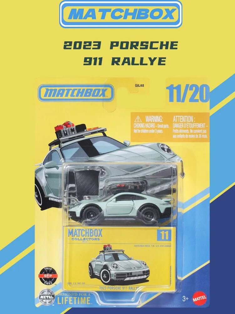 Машинка Mattel Matchbox Collector: 1 Легендарных Автомобилей в Масштабе 1:64 PORSCHE 911 RALLYE