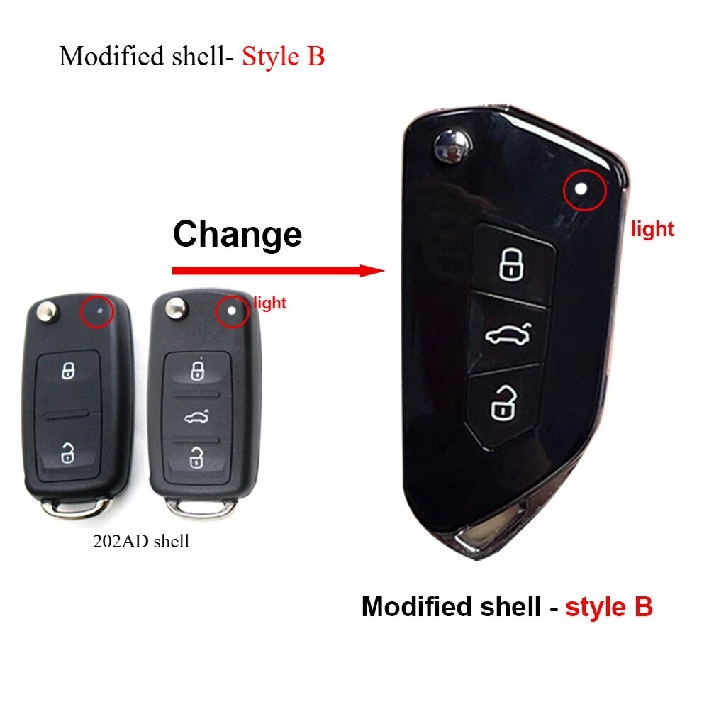 Корпус-оболочка для ключа-брелока автомобиля для Skoda Seat B5 Mk6 Caddy Tiguan Modified shell- B