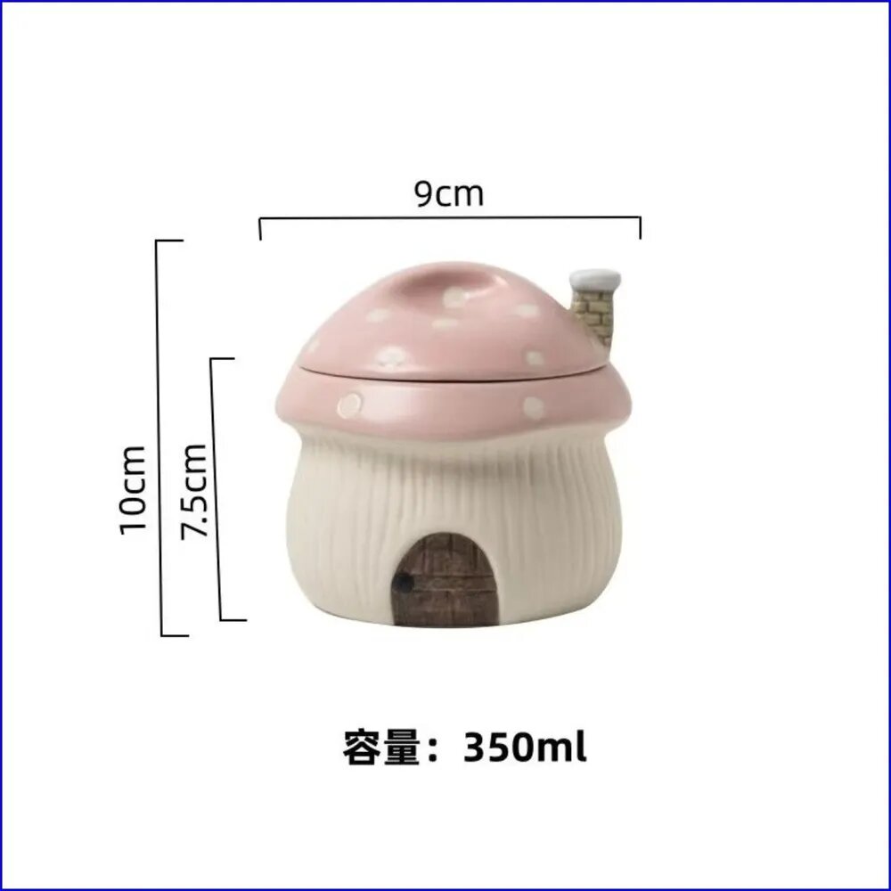 Керамическая тарелка в виде гриба с крышкой, бежевый цвет, 1 шт, для сервировки стола, 9х10х7.5см